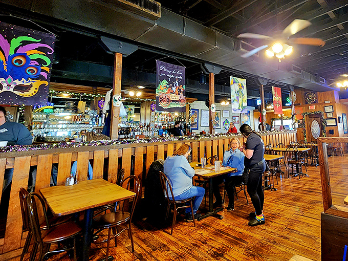 Wooden beams, Mardi Gras decor, and that unmistakable buzz of happy diners&mdash;this is what restaurant heaven sounds like.