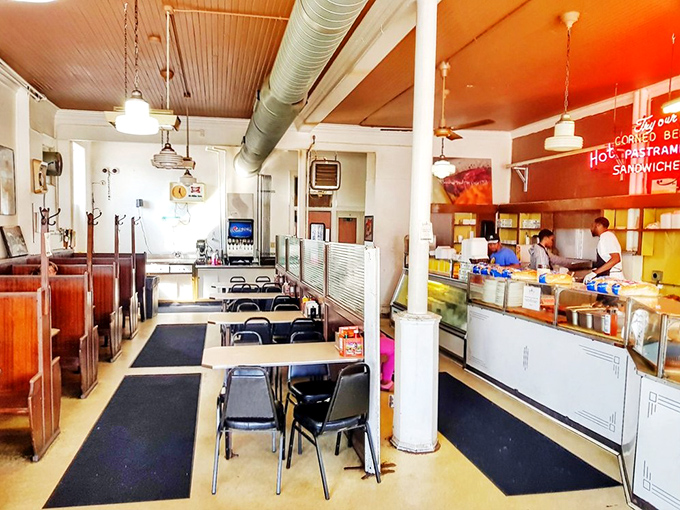 Old-school charm meets sandwich artistry. The classic deli counter setup at Jake's hasn't changed much in decades, and that's precisely the point.