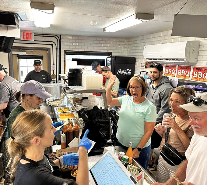 Inside, the organized chaos of hungry customers and busy staff creates that perfect BBQ joint energy&mdash;where anticipation is half the experience.