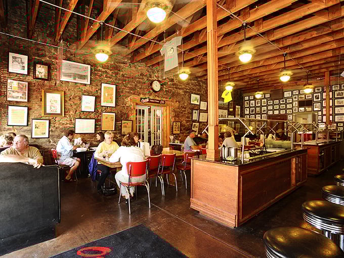 Inside, exposed beams and stone walls tell a century's worth of stories while diners feast on plates that could double as weight-training equipment.