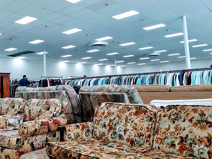 Row after row of possibility stretches before you&mdash;thrift shopping isn't just a transaction, it's an expedition.