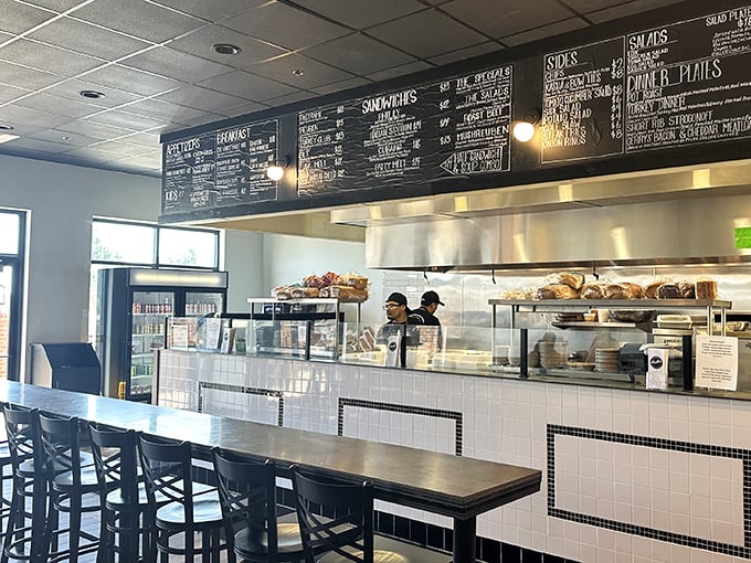 Welcome to sandwich paradise! Krell's interior is a symphony of black and white tiles, chalkboard menus, and the promise of deliciousness that'll make your taste buds do the cha-cha.