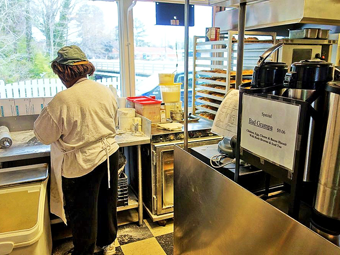 Behind the scenes where the magic happens. In this kitchen, biscuit-making isn't just cooking&mdash;it's a sacred morning ritual.