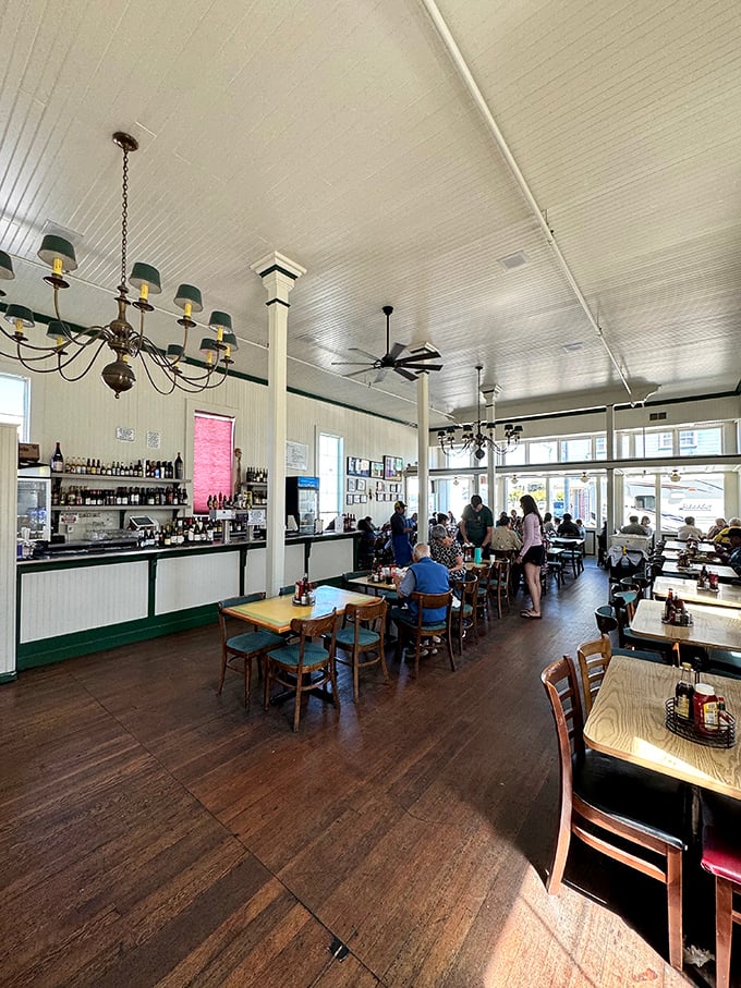 High ceilings, wooden tables, and nautical charm create the perfect backdrop for seafood feasting. No white tablecloths needed when the food's this good.