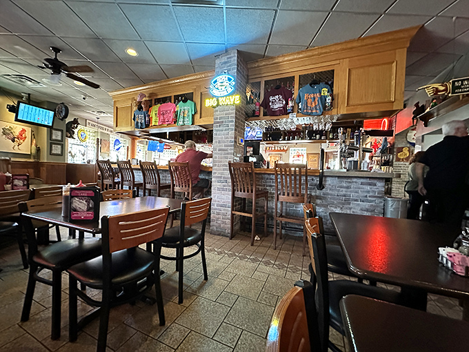 Where chicken dreams come true: Hodak's bar area blends nostalgic charm with the cozy familiarity of your favorite neighborhood hangout.