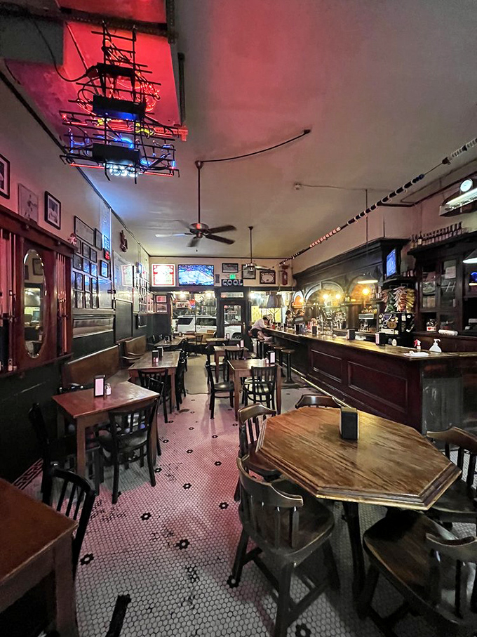 Step inside and time slows down &ndash; the worn wood, hexagonal tile floor, and warm lighting create an atmosphere no corporate design team could replicate.