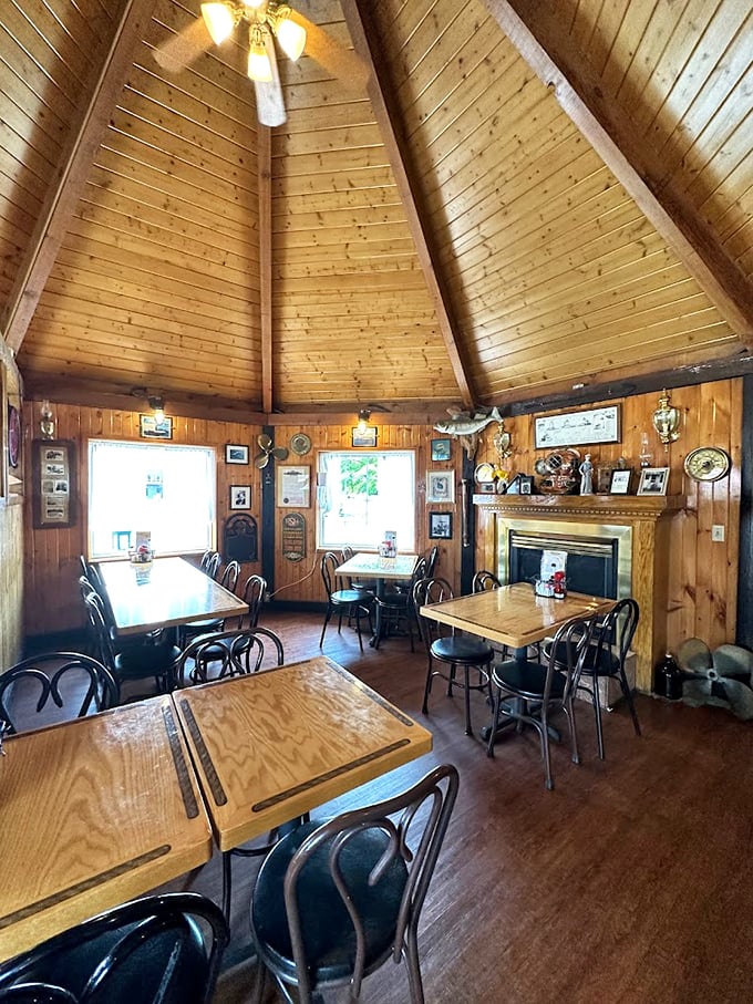 Step inside to discover a cathedral-like wooden ceiling and walls adorned with maritime treasures&mdash;this isn't decoration, it's a lifetime of authentic nautical history.