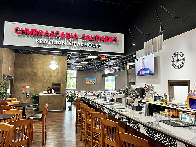 Inside, the restaurant balances casual comfort with dining dignity. No pretentious frills, just an honest space where serious meat appreciation happens.