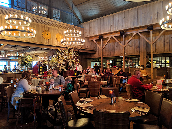 Soaring ceilings, wagon wheel chandeliers, and the gentle hum of happy diners&mdash;this is what heaven looks like to meat lovers.