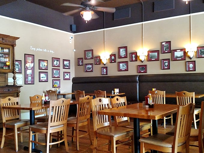 History adorns the walls while wooden chairs invite you to settle in. This isn't just dining&mdash;it's time travel with table service.