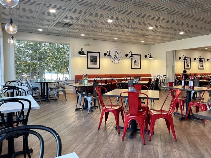 Inside, the blend of modern touches and nostalgic diner charm creates an atmosphere where conversations flow as easily as the coffee.