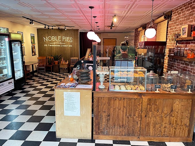 Step inside to a checkered floor wonderland where time slows down and calories don't count. Pie paradise awaits.