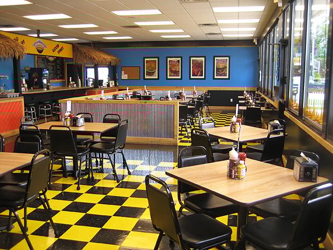 Black and yellow checkered floors lead you through a BBQ wonderland where every table is the best seat in the house.