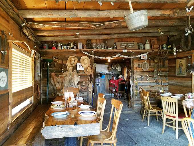 Step inside and time stops. Every inch of wall space tells a story of Oregon's ranching heritage through weathered tools and authentic Western memorabilia.