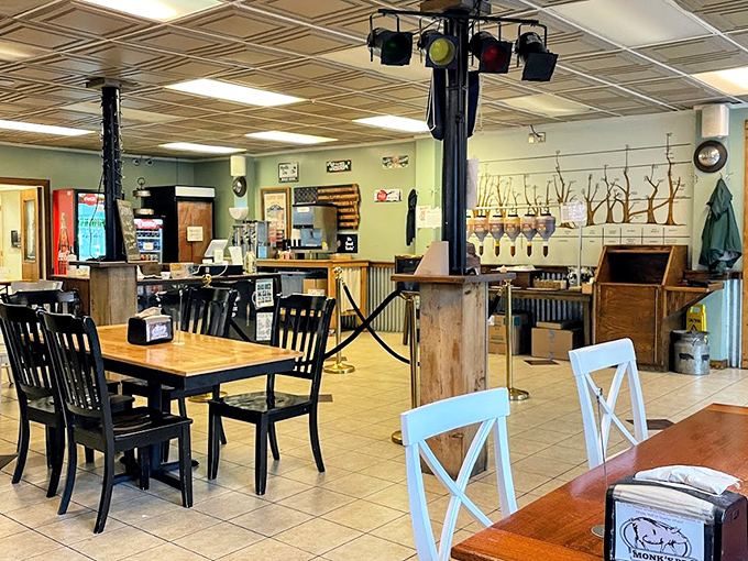Simple black chairs and wooden tables say, "We're not fancy, but our food is spectacular." The real decoration here is the aroma of smoked meats.