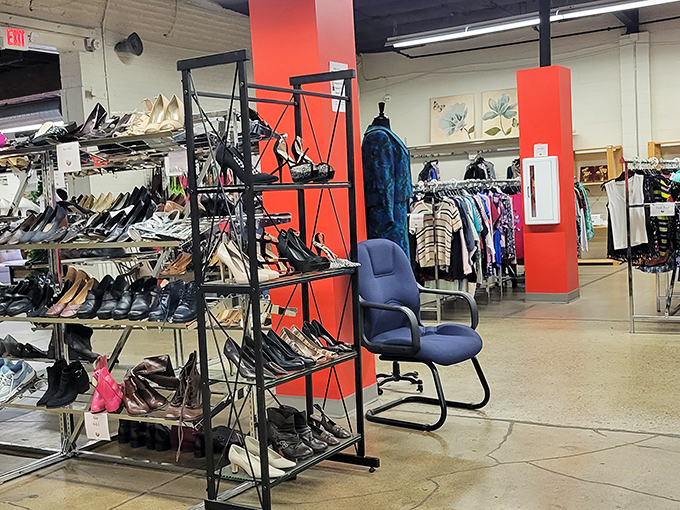 Shoe heaven exists, and it's organized by size! This meticulously arranged footwear section makes other thrift stores look like they're playing in the minor leagues.