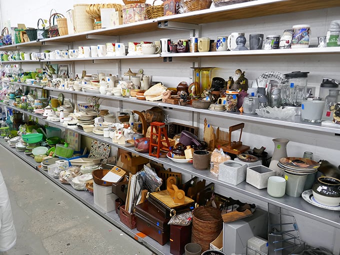Kitchen treasures await the patient hunter. One person's neglected gravy boat is another's conversation piece at next Thanksgiving's dinner table.