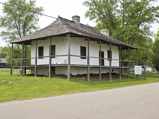 This isn't your typical log cabin. The Bequette-Ribault House showcases the rare "poteaux-en-terre" construction technique, where vertical logs are placed directly into the ground.