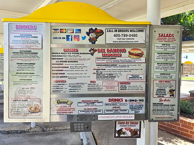 The menu board tells a story of Oklahoma culinary tradition, where "Steak Sandwich Supreme" isn't just a meal&mdash;it's a state heritage.