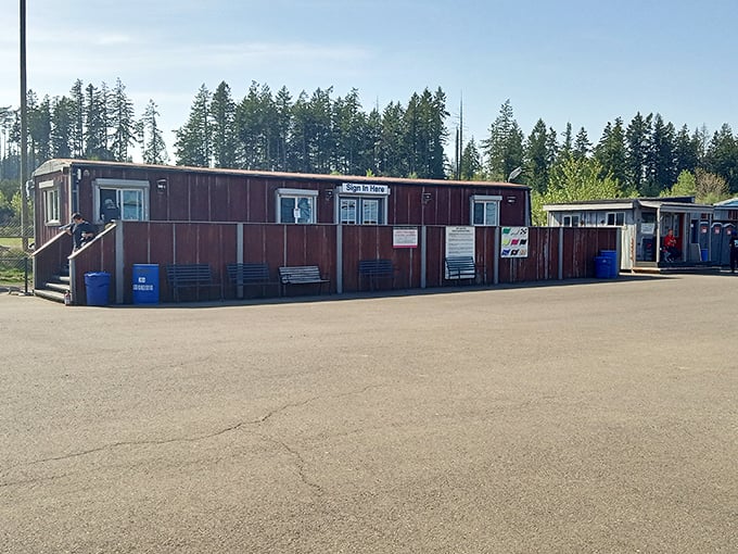 No fancy frills here&mdash;just a humble command center where racing dreams begin and safety briefings remind you that physics still applies.