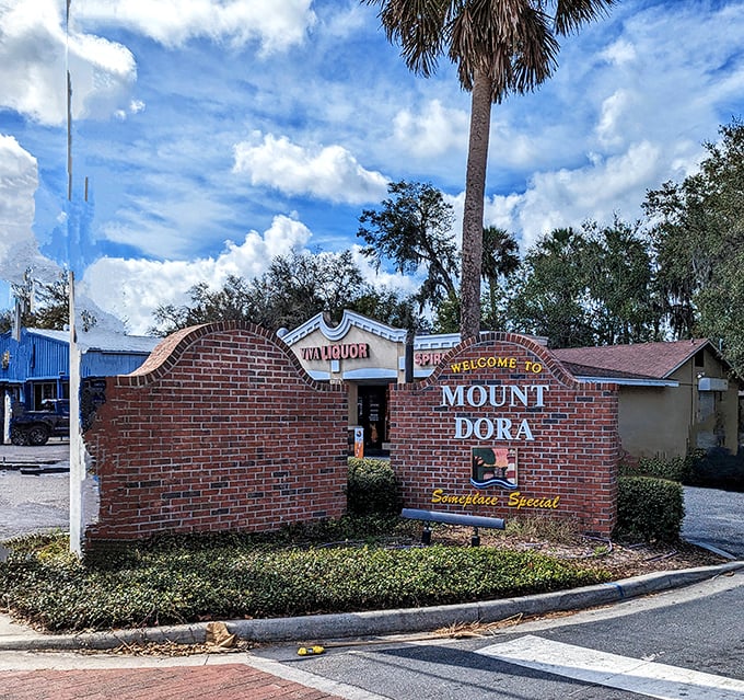 The brick welcome sign says "Mount Dora," but at 184 feet above sea level, Coloradans would call this a "speed bump with ambition."