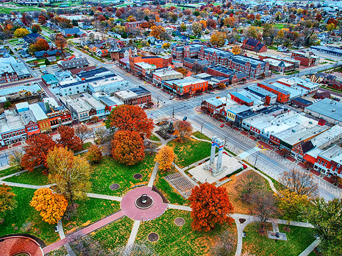 Fall paints Pella's town square with fiery colors that would make even Amsterdam jealous. The perfect aerial view of America's Dutch treasure.