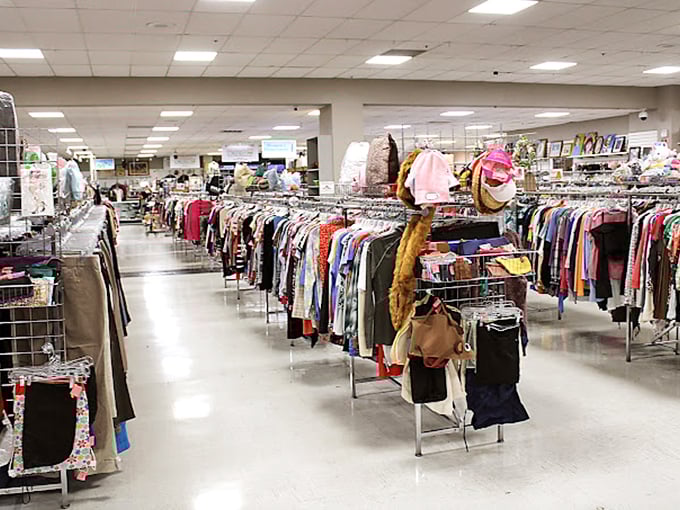Racks upon racks of possibility await. Each hanger holds someone's past fashion choice and your potential future statement piece.