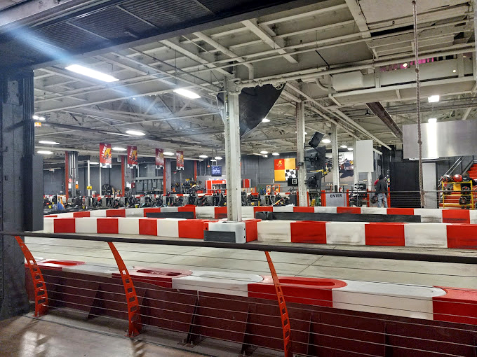 Red and white barriers guide speed demons through a course designed for both first-timers and wannabe Formula 1 drivers.