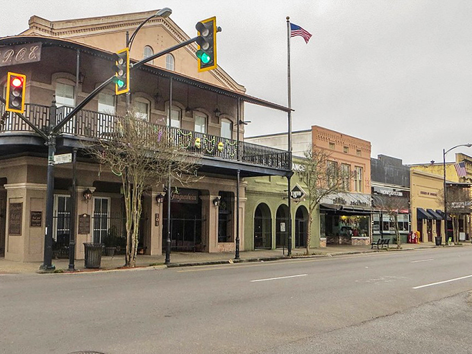 Wrought-iron balconies and pastel storefronts create that quintessential Southern streetscape where time seems to slow down just a bit.
