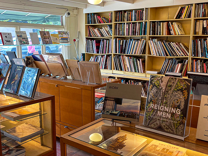 Rare treasures await in this sun-drenched nook where "Reigning Men" stands proudly displayed, tempting art lovers and fashion enthusiasts alike.