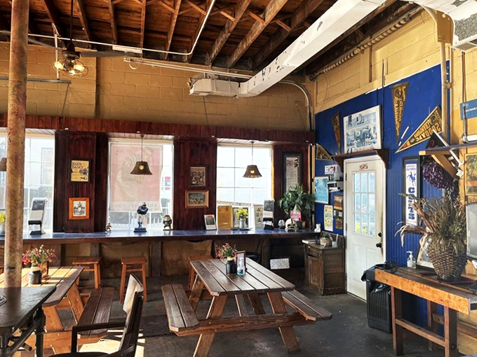 Wooden paneling and sports memorabilia create that perfect "you've arrived somewhere special" feeling. Comfort begins before the food even arrives.