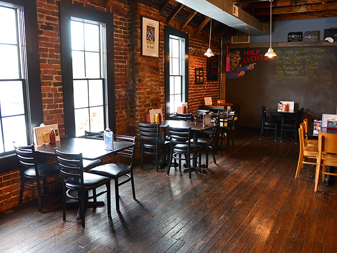 Exposed brick, wooden beams, and that unmistakable Chicago skyline silhouette &ndash; Rush on Main feels like a slice of Wrigleyville transported to small-town Indiana.
