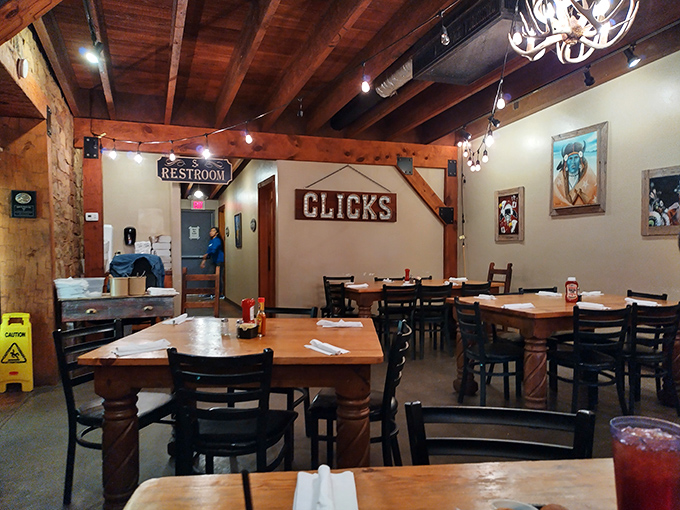 Rustic wooden beams and cozy tables create that rare atmosphere where you instantly know you're in the right place. Your steak pilgrimage has reached its destination.
