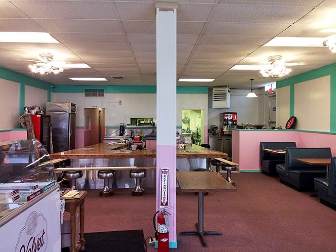 Step inside and time travel to the golden age of American diners. The mint green and pink color scheme isn't trendy&mdash;it's timeless, just like the food.
