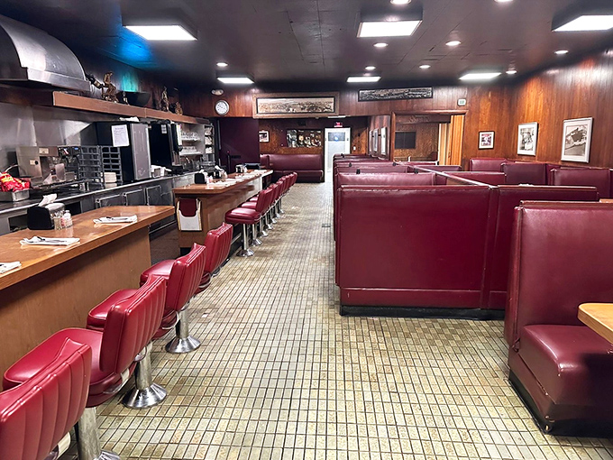 Classic red leather booths and counter seating transport you to a simpler time when restaurants didn't need Edison bulbs or reclaimed wood to prove their authenticity.