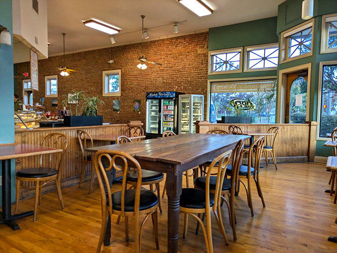 Exposed brick meets bentwood chairs in this sunlit sanctuary where calories don't count and conversations flow as smoothly as the coffee.