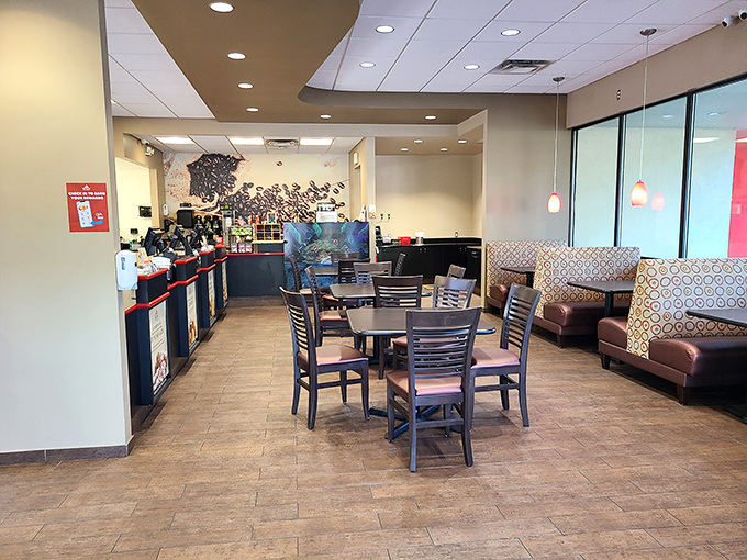 Inside, the warm, inviting space strikes that perfect balance between fast-casual efficiency and "stay awhile" comfort. Those leather booths are calling your name.