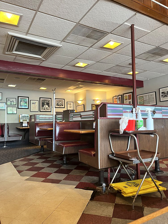 Classic red vinyl booths and checkerboard floors transport you to simpler times, when conversations happened face-to-face and calories didn't count if you were having fun.