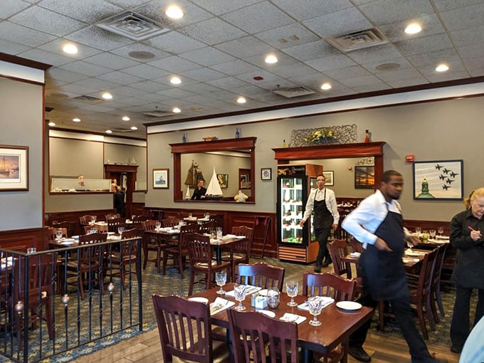 Dark wood, comfortable seating, and attentive servers create that rare atmosphere where memories are made while plates are cleaned.