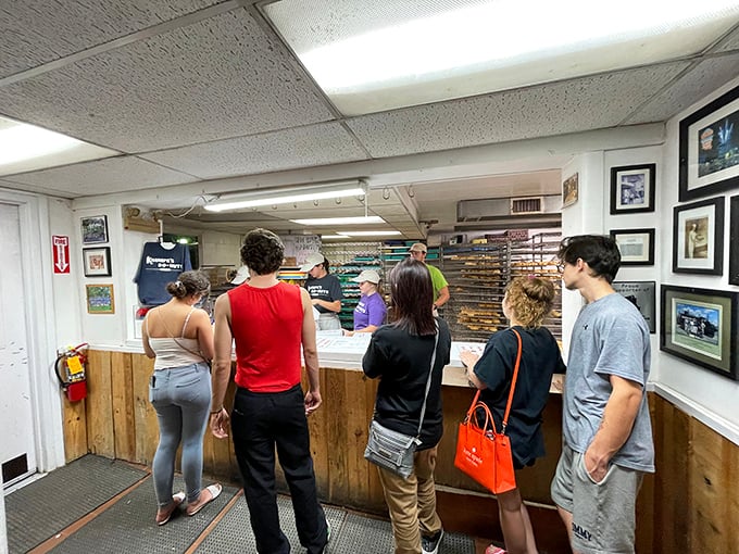 The queue of patient patrons tells the whole story&mdash;these aren't just donuts, they're worth standing in line for. Sweet anticipation builds with every step forward.