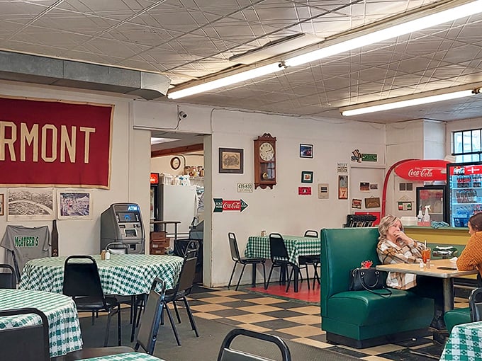 Green checkered tablecloths and Fairmont memorabilia create that perfect "I've been coming here since before you were born" atmosphere.