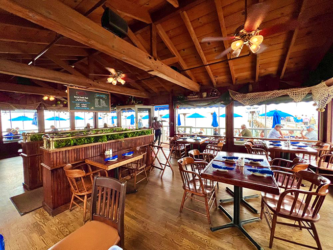 Wooden beams, fishing nets, and ocean views create the perfect seafood sanctuary. It's like dining in a ship captain's quarters&mdash;if the captain had excellent taste.