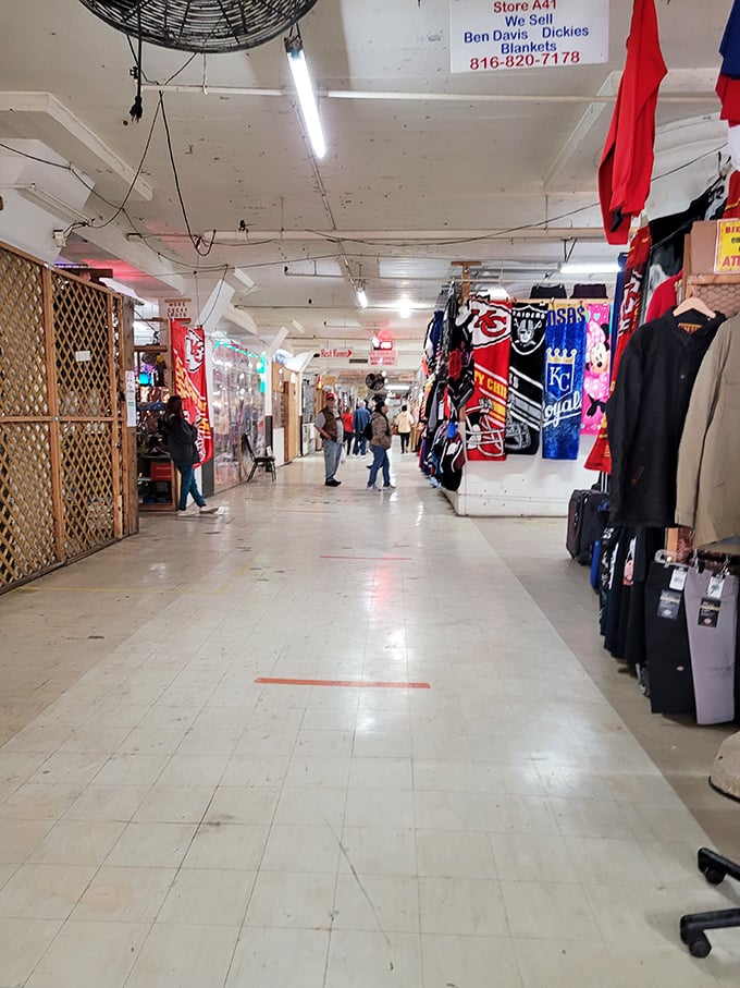 Long corridors stretch toward retail infinity, where sports memorabilia and everyday treasures await those brave enough to explore every aisle.