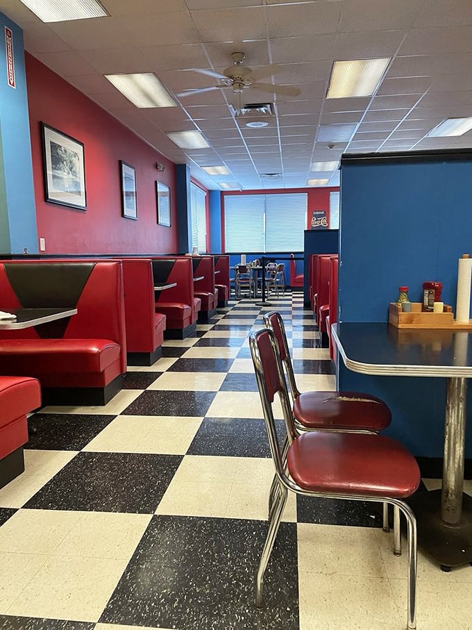 Classic Americana comes alive with checkerboard floors and cherry-red booths. This isn't just a restaurant&mdash;it's a time machine with table service.