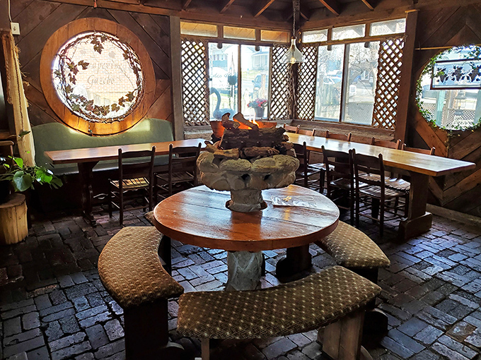 Step inside to discover a dining room where colonial charm meets modern comfort. That circular window isn't just architectural&mdash;it's a portal to simpler times.