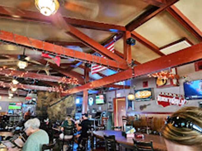 Exposed wooden beams and casual charm create the perfect backdrop for comfort food that transcends the ordinary at this beloved Missouri eatery. 