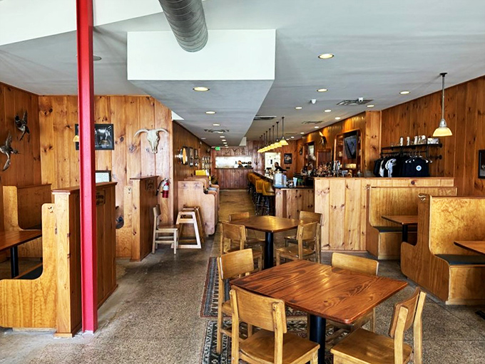 Wood-paneled walls and simple furnishings tell you everything you need to know: this place prioritizes smoke rings over interior design trends.