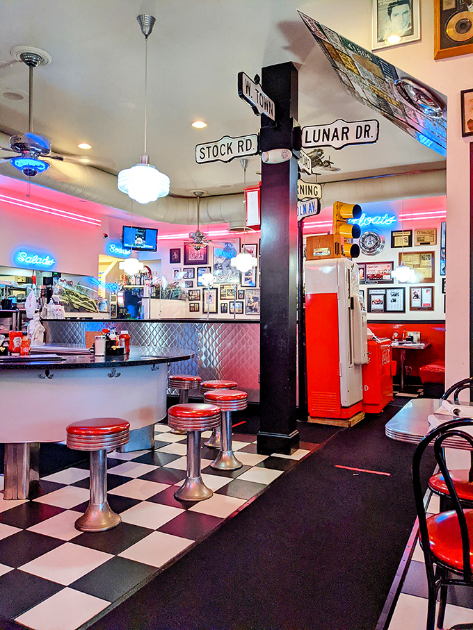 Step inside and suddenly it's 1955 again&mdash;checkerboard floors, street signs, and red vinyl stools that have witnessed decades of Columbus breakfast stories.