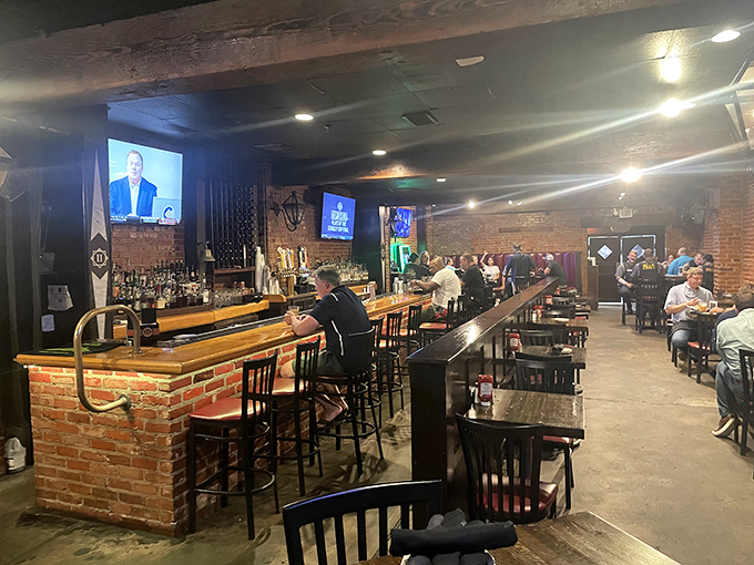 Inside, exposed brick walls and wooden tables create that perfect "third place" atmosphere&mdash;not home, not work, but somewhere you actually want to be.