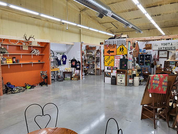 Step inside and the treasure hunt begins! Wide aisles and concrete floors lead you through a labyrinth of vendor spaces, each with its own personality and discoveries.